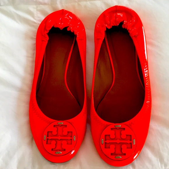 Tory Burch | Shoes | Tory Burch Hot Neon Patent Orange Flats Neon ...